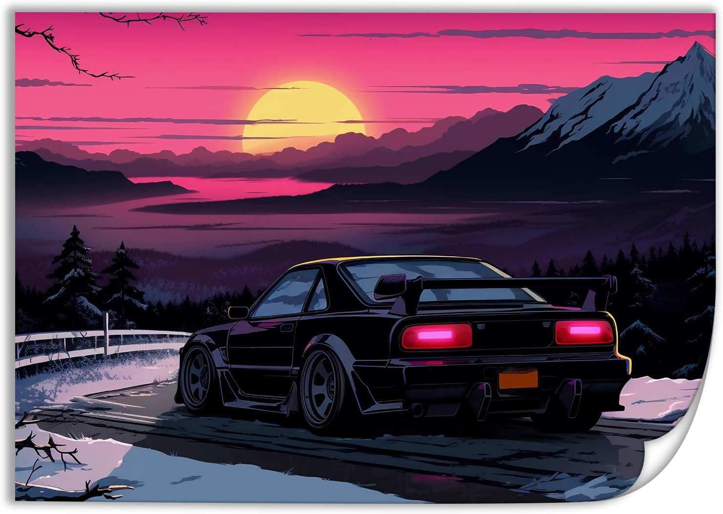 Amazon.com: Jdm Anime Sunset Japanese Car S13 Car Posters & Prints Car ...