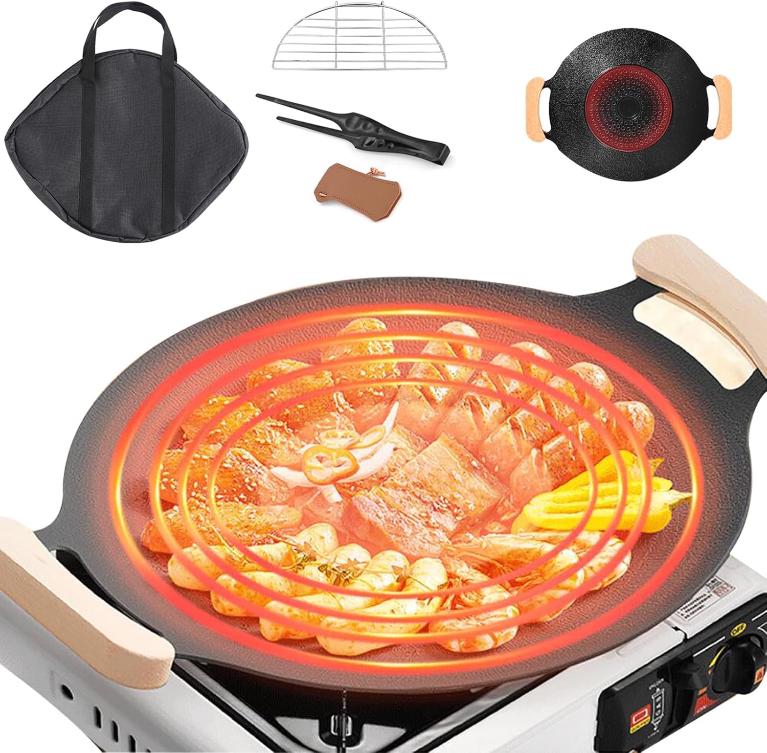 Amazon | マルチグリドル 鉄板 IH/ガス/直火対応 軽量 アルミ合金 シーズニング不要 お手入れカンタン 様々な調理方法に対応したマルチ調理器具 焚き火 ガス IH 電気調理器 ...