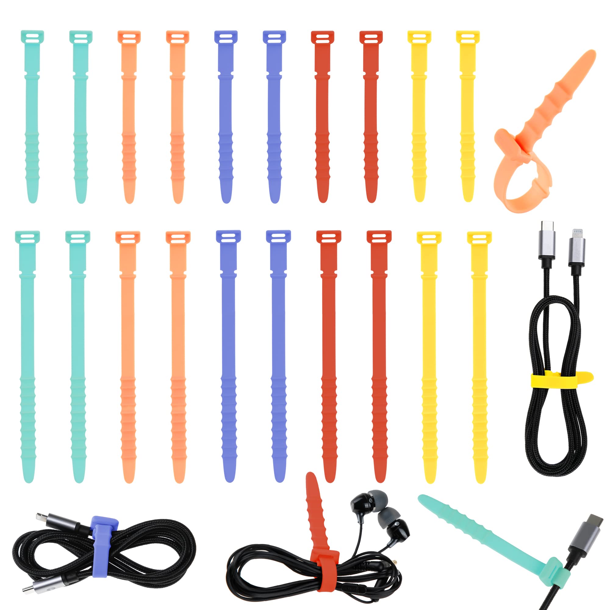 Amazon.com: Neepanda 25Pcs Reusable Cable Zip Ties, 2 Sizes Elastic ...