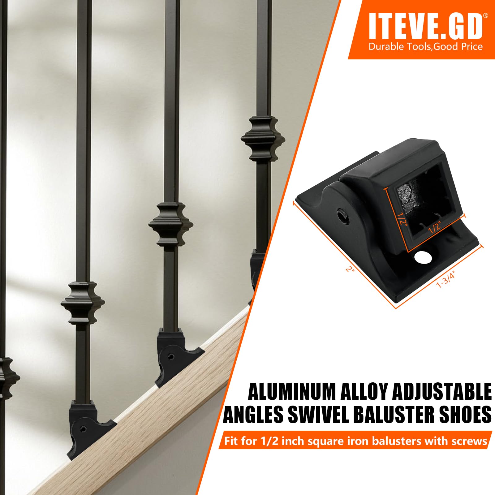 Stair Railing Accessories 10-Pack Wrought Iron Baluster Shoes ...
