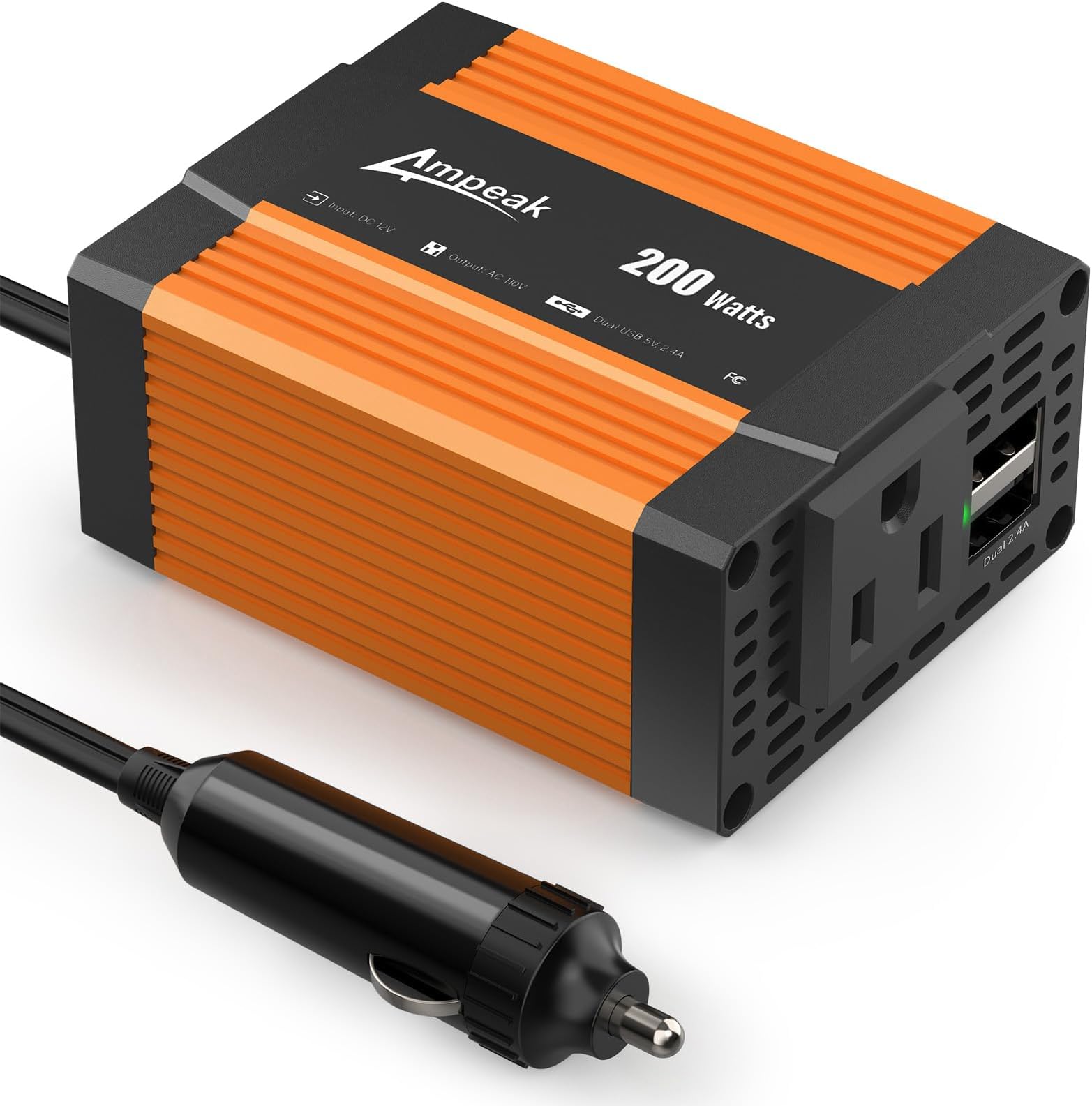 Amazon.com: 200W Car Power Inverter 12V DC to 110V AC Converter with 3. ...