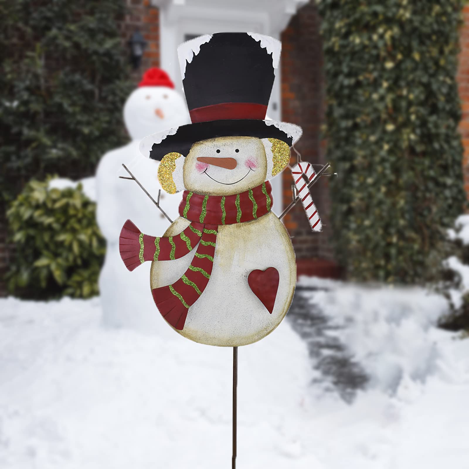 Amazon.com : Christmas Snowman Yard Sign Metal Xmas Garden Stakes ...