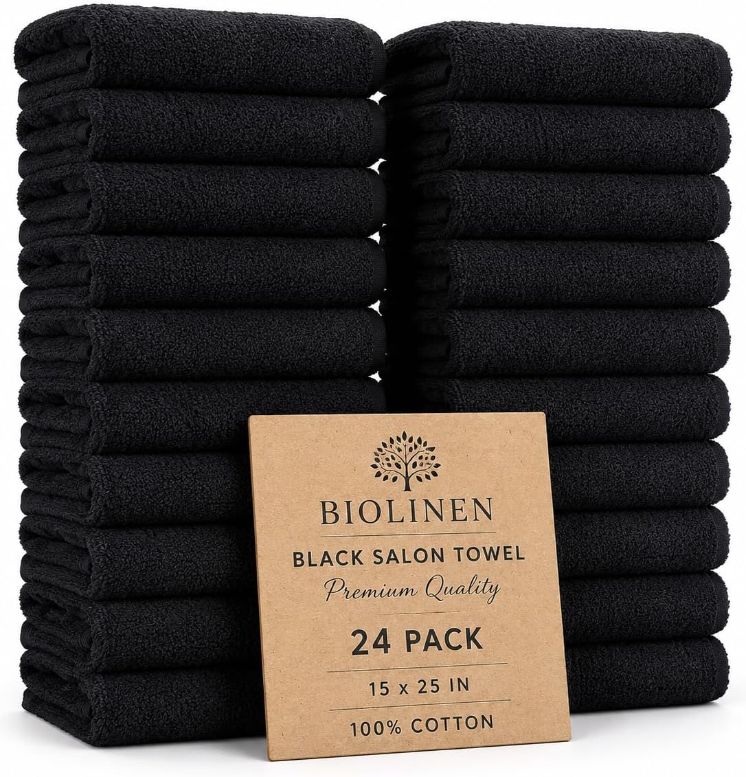 Amazon.com: BIOLINEN Cotton Salon Towels Set 15"x25" Pack of 24 Ultra ...