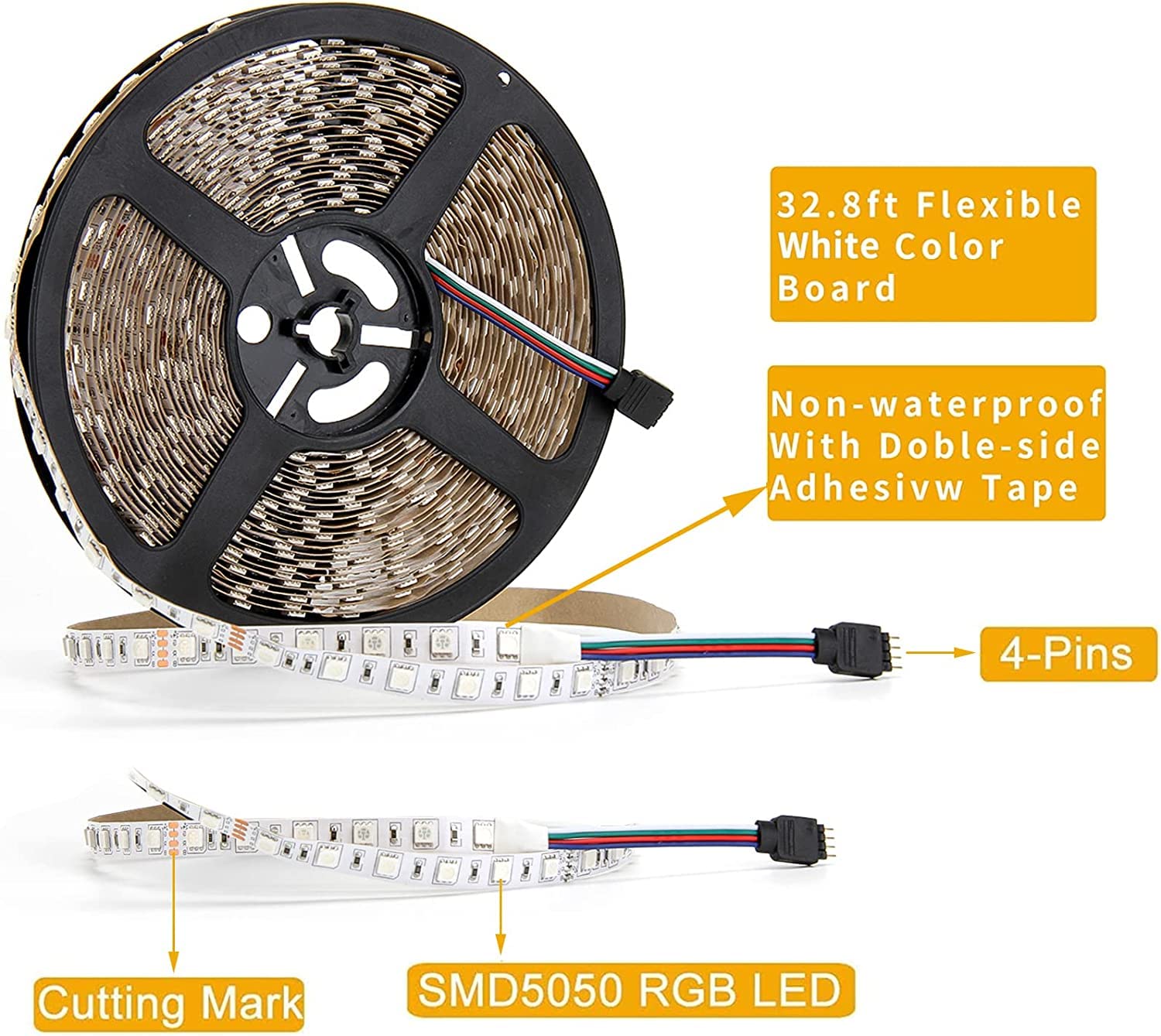 SUPERNIGHT 32.8 FT RGB LED Light Strip, 10M 600leds Multi-Color DC 24V ...