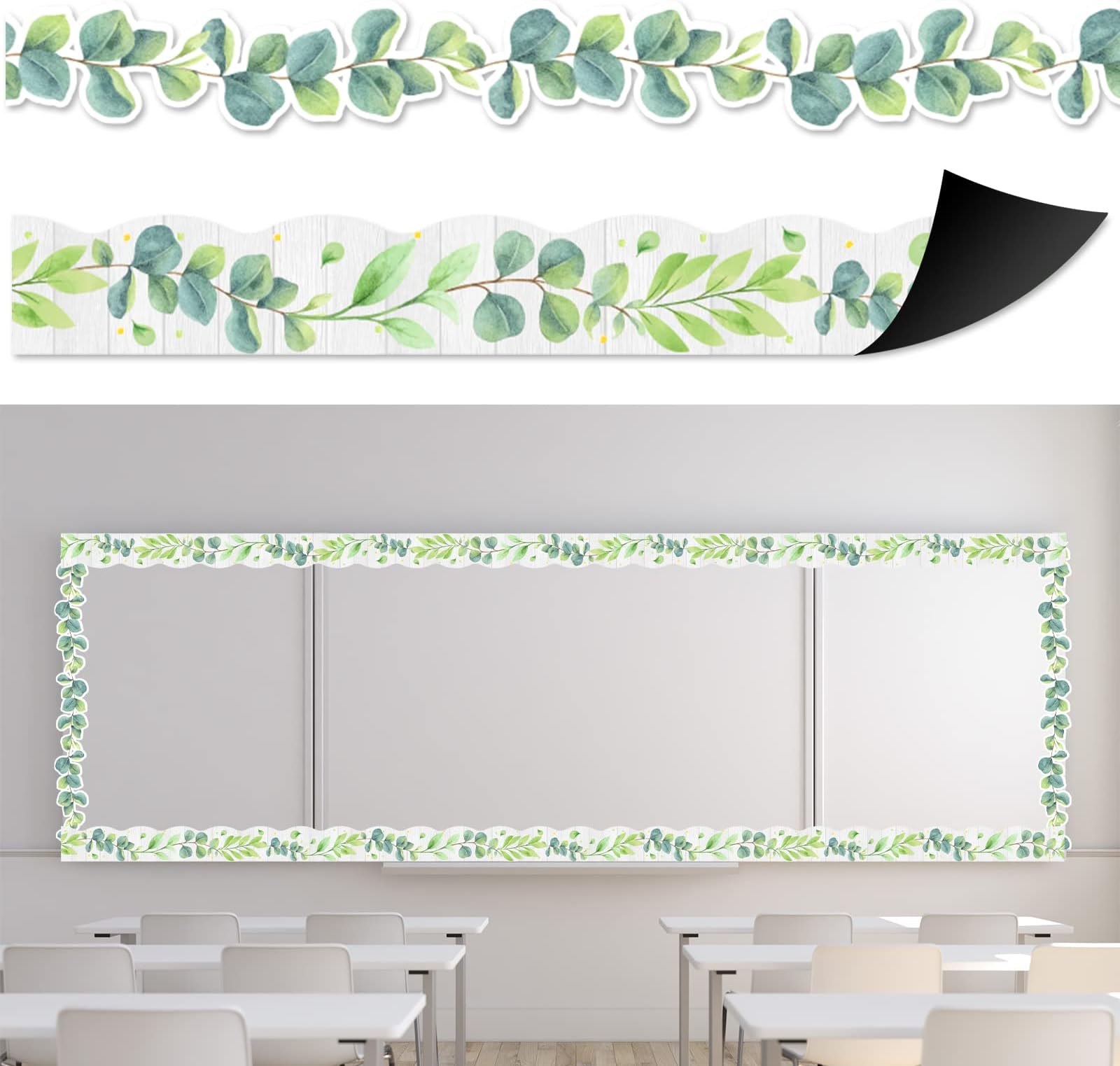 Amazon.com: 12 Piece Magnetic Eucalyptus Bulletin Board Border ...