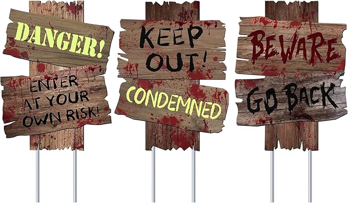 Amazon.com: MyoGrip Halloween Decorations Outdoor Beware Yard Signs ...