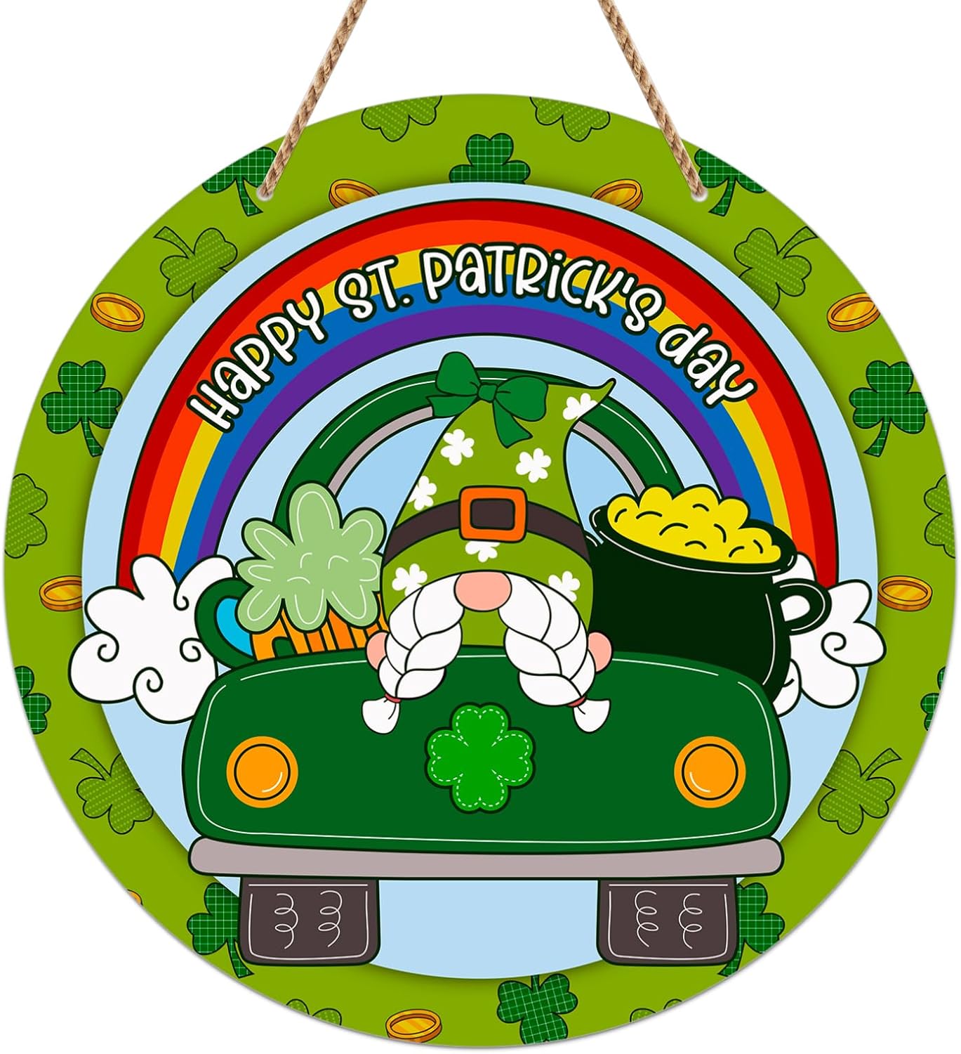 Amazon.com: WaaHome St. Patrick's Day Sign Wreath, 11.3"x11.3", Green ...