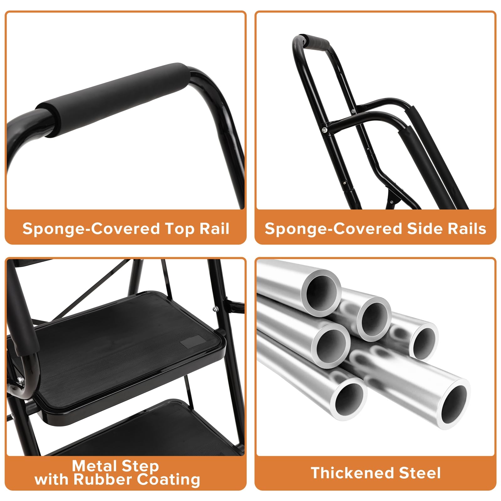 Snapklik.com : BOCOM 3 Step Ladder, Lightweight Portable Folding Sturdy ...
