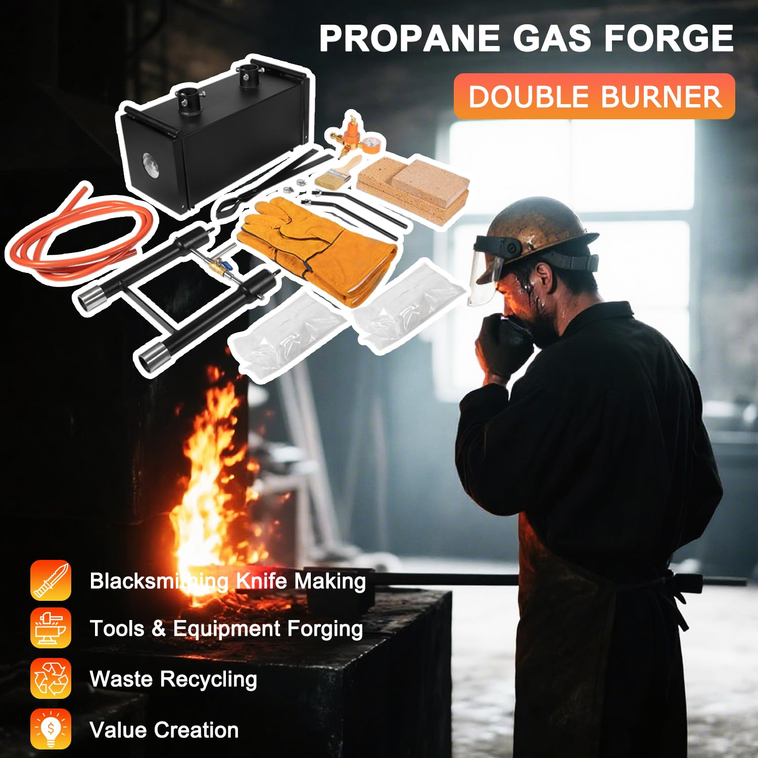 Snapklik.com : Bonbo Propane Gas Forge Double Burner 2700F/1482C ...