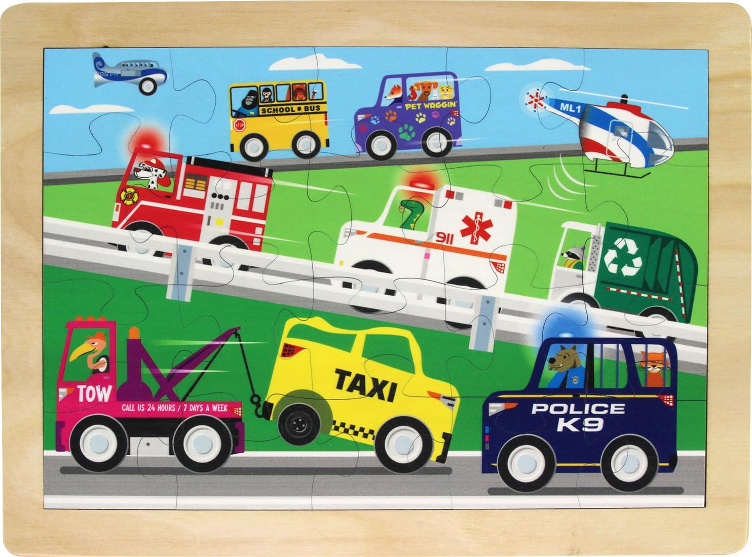 Amazon.com: 11" x 15" Busy Highway Puzzle - Made in USA : Toys & Games