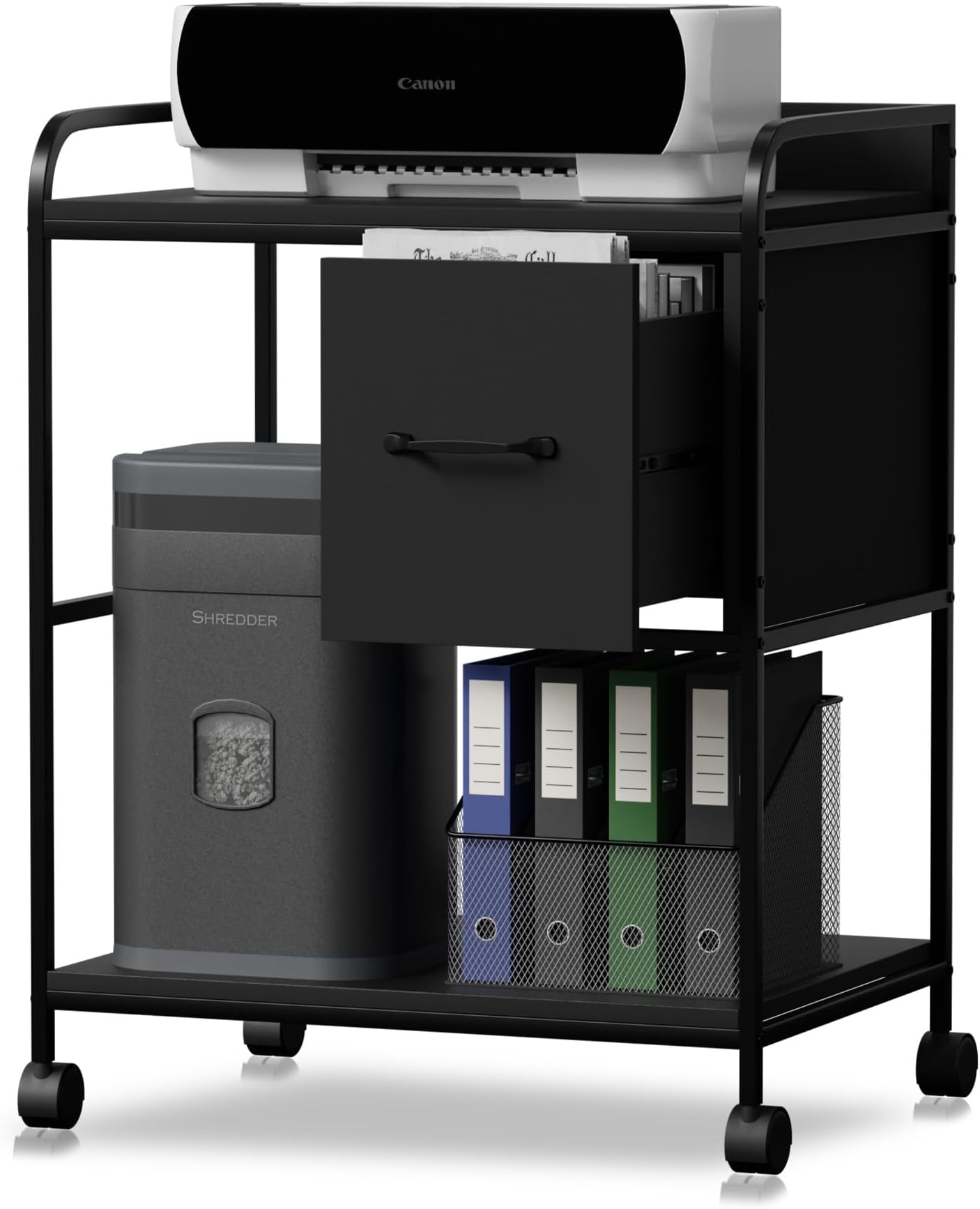 Amazon.com : Large Printer Stand with Storage, 2-Tier Black 31.8" x 23. ...