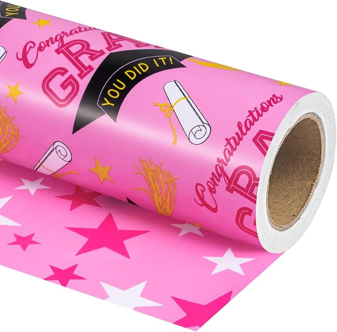 Amazon.com: WRAPAHOLIC Reversible Graduation Wrapping Paper - Mini Roll ...
