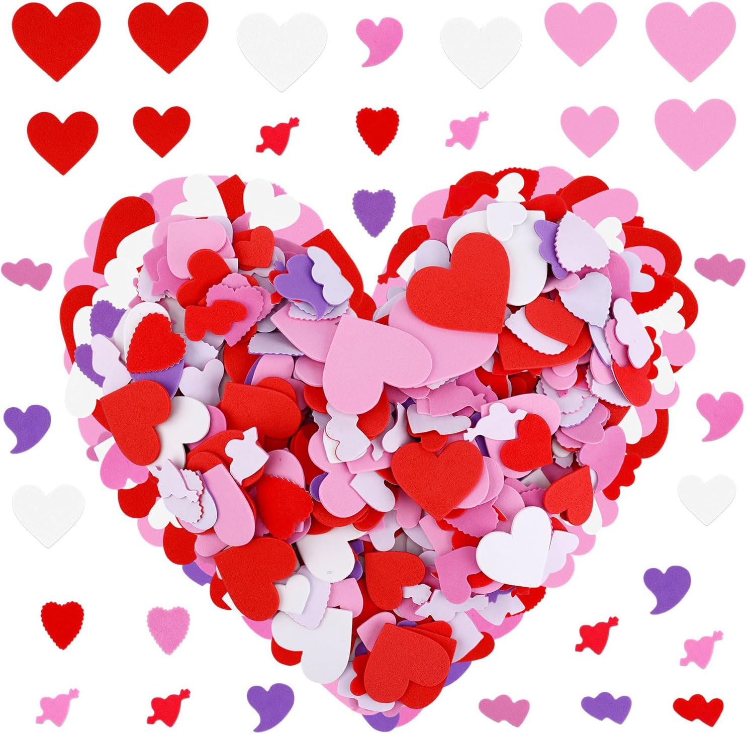 Amazon.com: Bulk Jumbo 2000 Piece Colorful Foam Heart Sticker ...