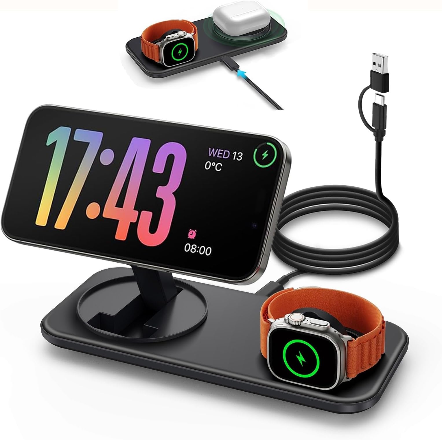 Amazon.com: Magnetic Wireless Charging Station for Apple,2 in 1 ...