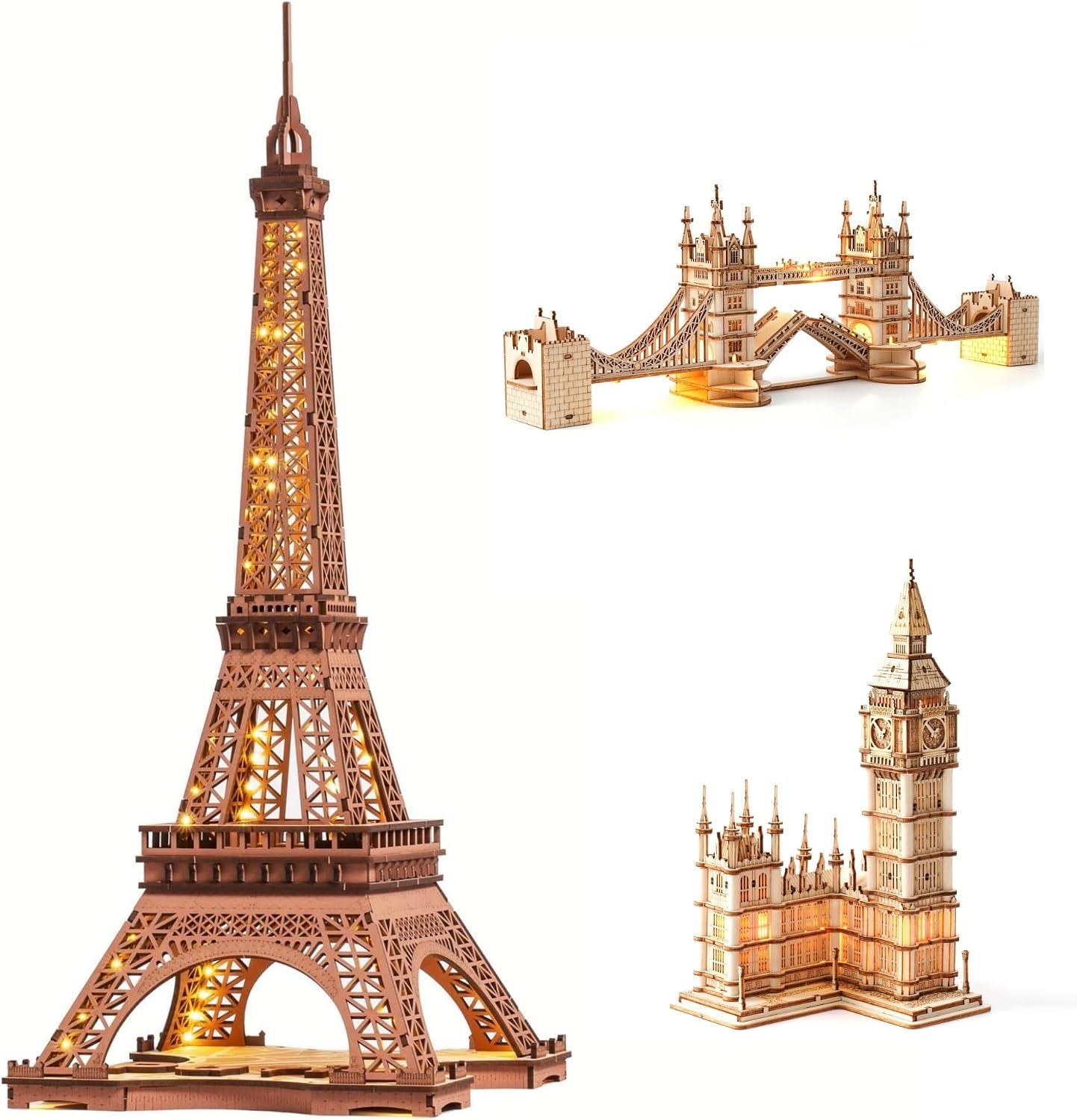 Amazon.com: ROBOTIME 3D Puzzle for Adults Wooden Craft Kit DIY ...