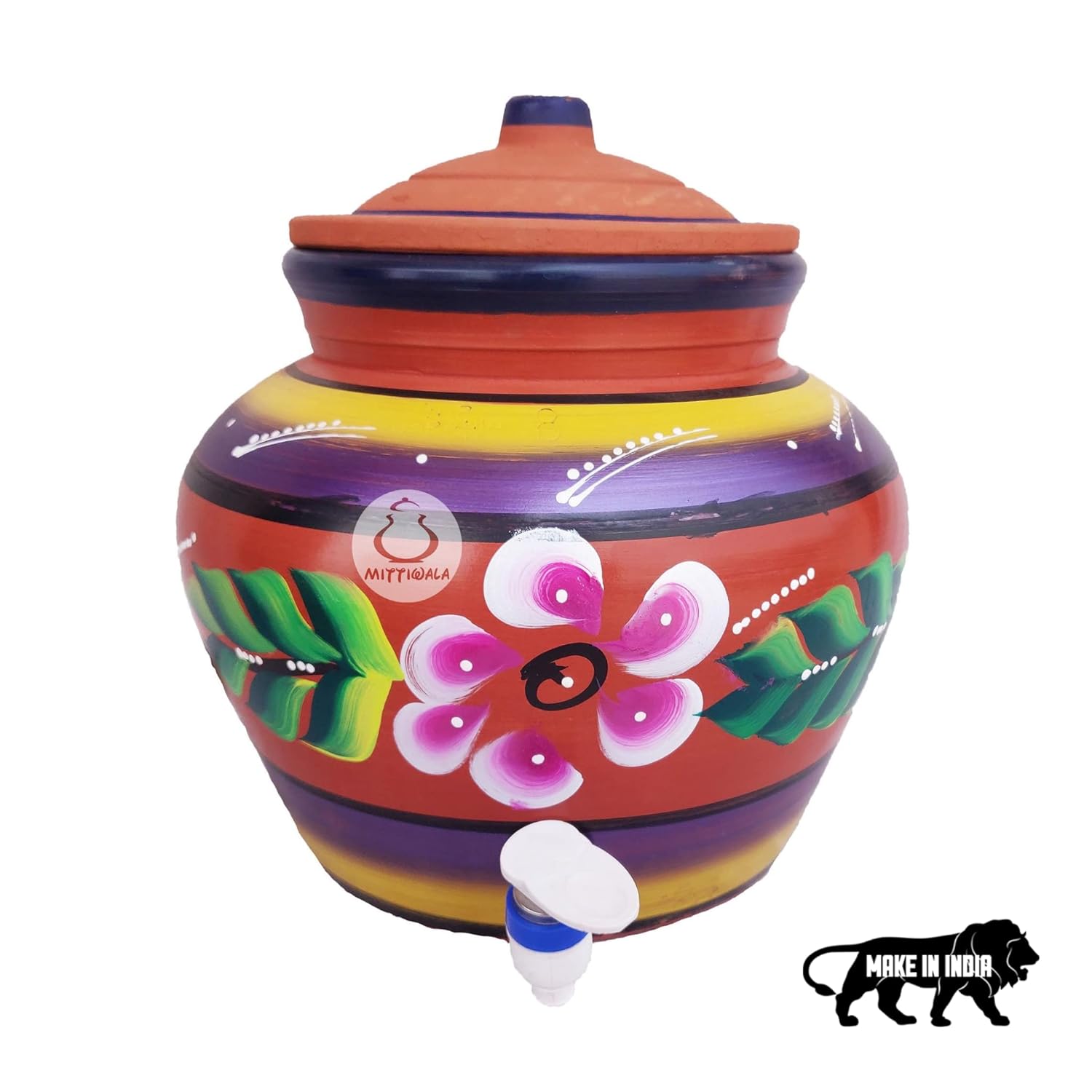 Buy Mittiwala Clay Matka Earthen Terracotta water pot water 10 liter Or ...