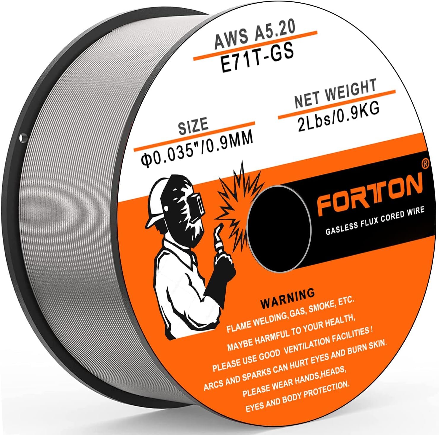 FORTON Flux Core Mig Wire, Mild Steel E71T-GS.0350-Diameter, 2-Pound ...