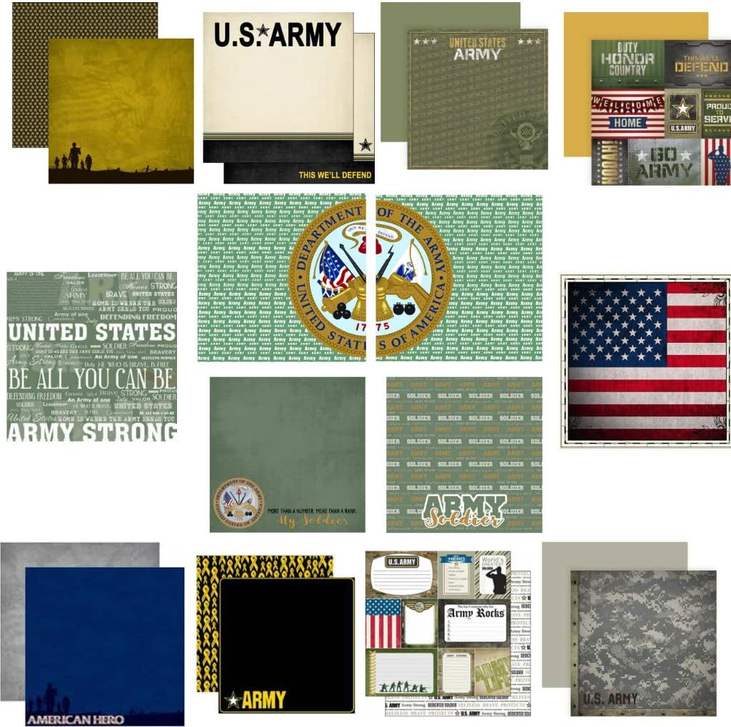 Amazon.com: Themed Scrapbook Papers Custom Bundle - 14 Army - United ...