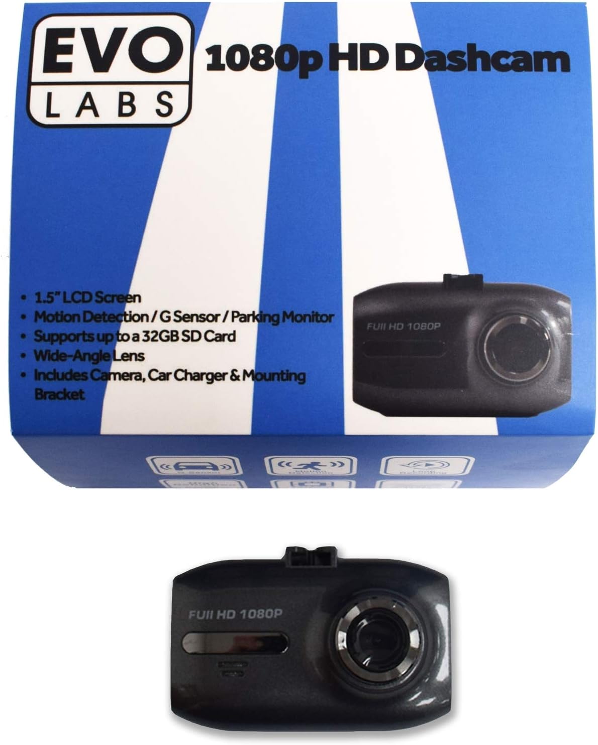 EVO LABS C200 1080p Full HD Dashcam With Motion detection Includes ...