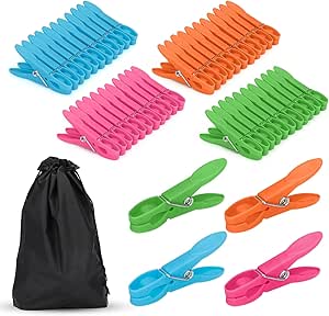 MOSTFUN 48 Pack Clothes Pegs, Multicolors, Plastic, Spring-loaded ...