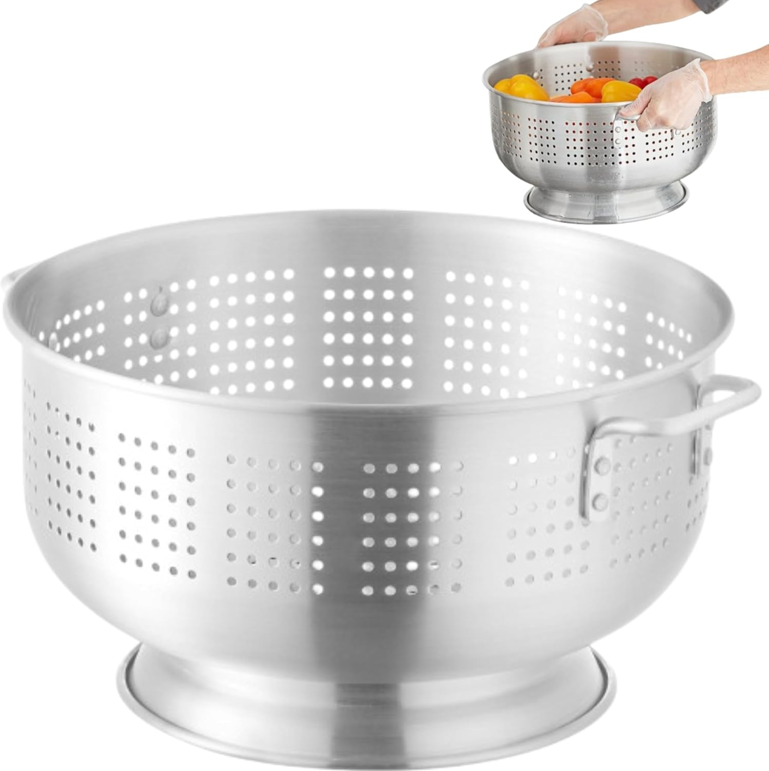 Amazon.com: 16 Qt. Aluminum Colander with Base and Handles – Heavy-Duty ...
