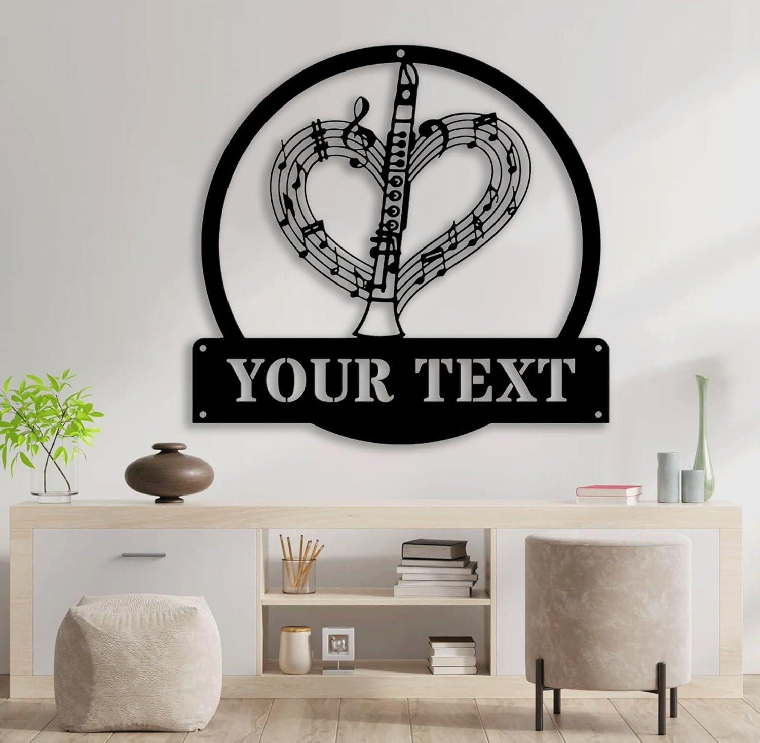 Letrero de metal personalizado con música para clarinete con luces LED ...