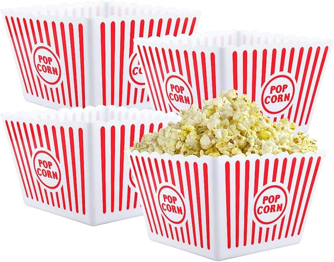 Amazon.com: 4 Jumbo Movie Night Popcorn Tubs (Plastic)