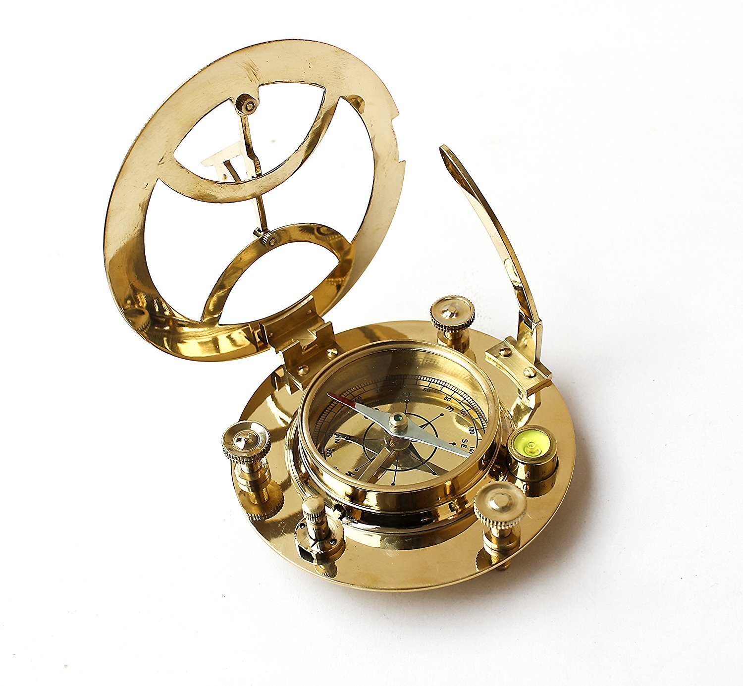 Nautical Brass Sun Dial Compass 4" Marine Instrument brass shiny ...