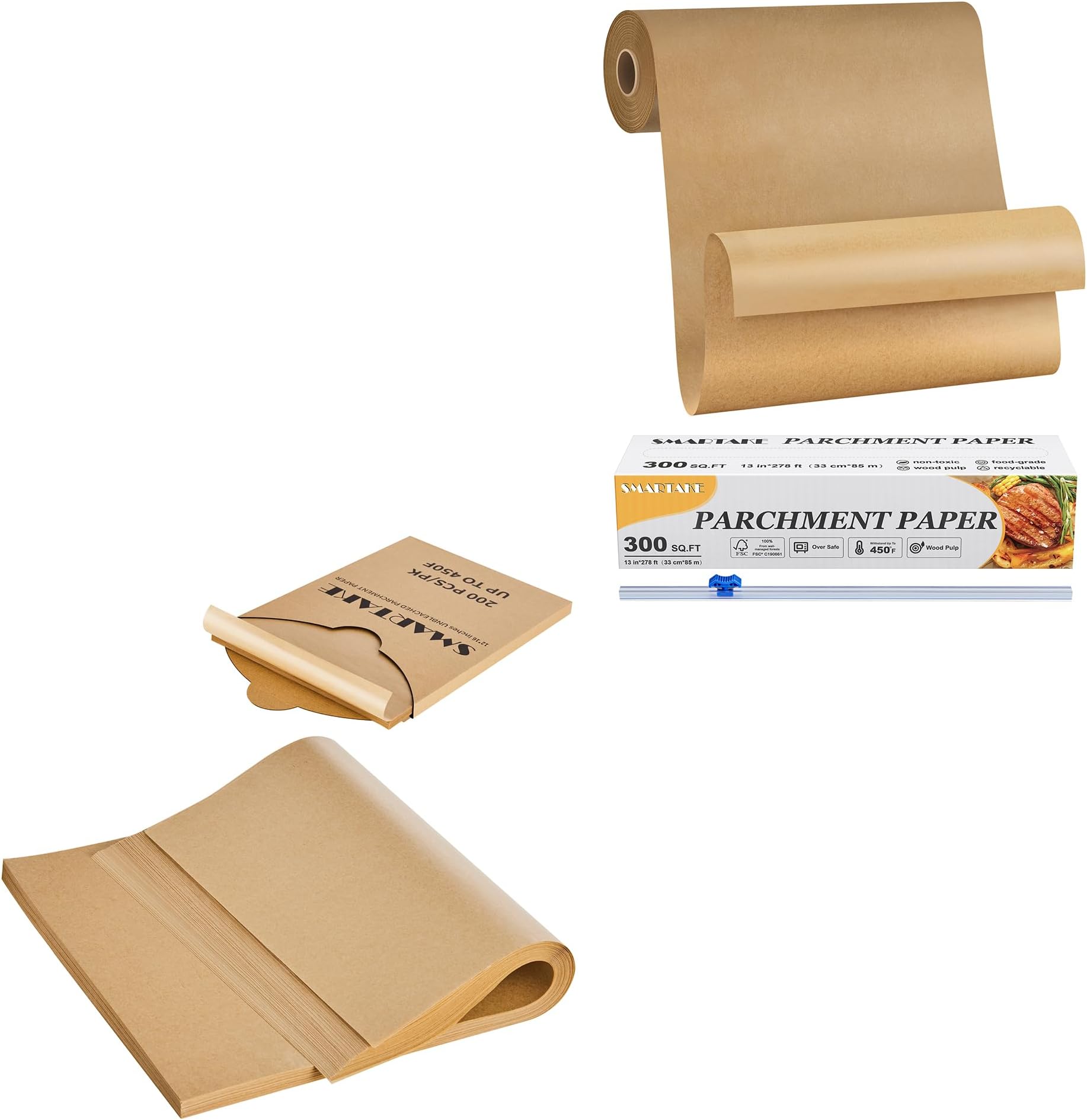 Amazon.com: SMARTAKE 200 Pcs 16x24 Inches Parchment Paper Baking Sheets ...