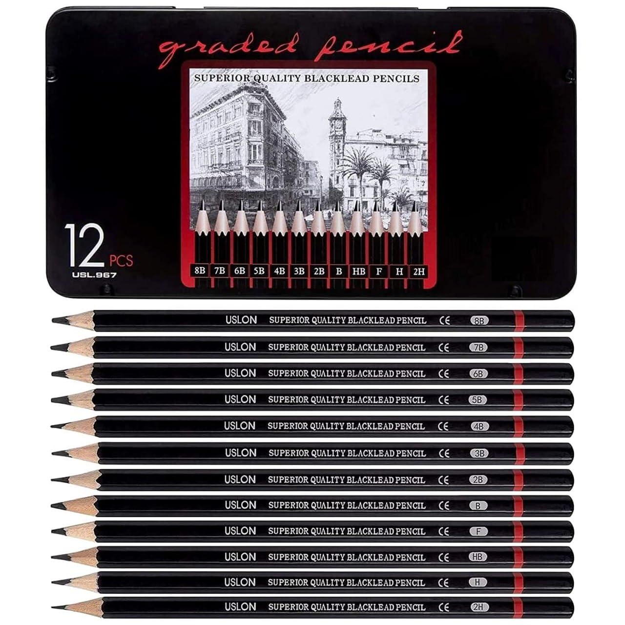 Drake Graphite Pencil Kit for Sketching And Drawing With Metal Case ...