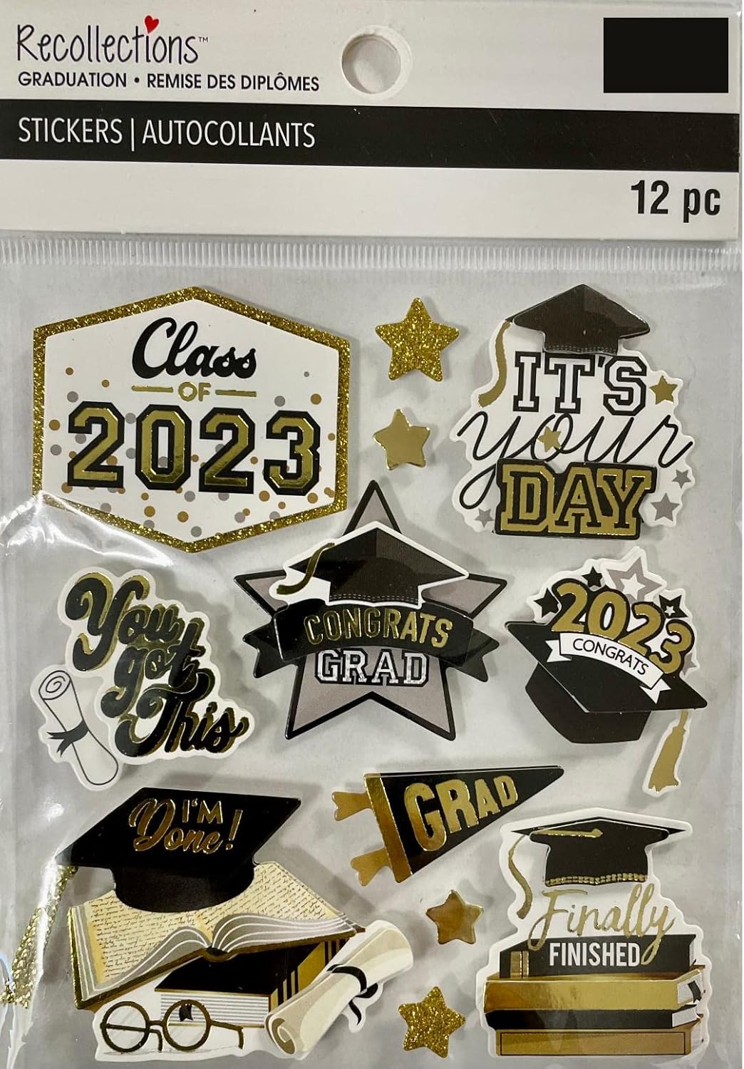 Amazon.com: Recollections 3-D 2023 Graduation 12 pc Stickers Class of ...