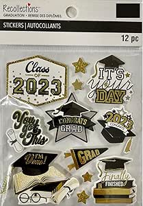 Amazon.com: Recollections 3-D 2023 Graduation 12 pc Stickers Class of ...