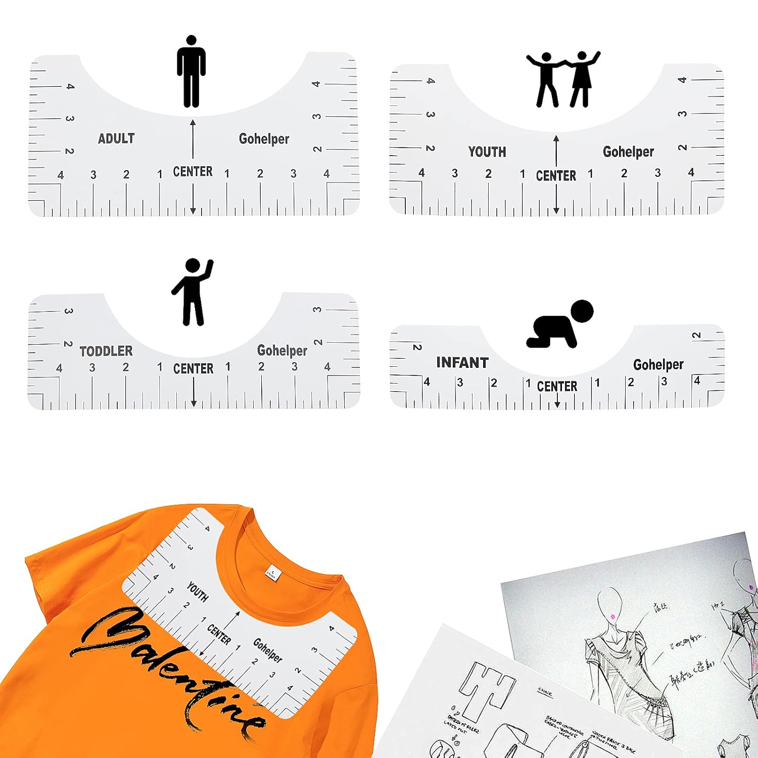 T-Shirt Alignment Ruler, Craft Ruler with Guide Tool for Making Fashion ...