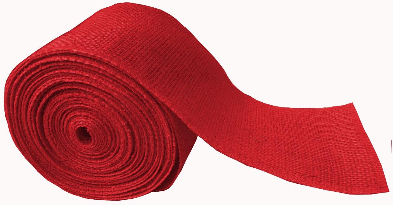Amazon.com: 4" Red Burlap Ribbon 10 Yard Roll - Sewn Edges