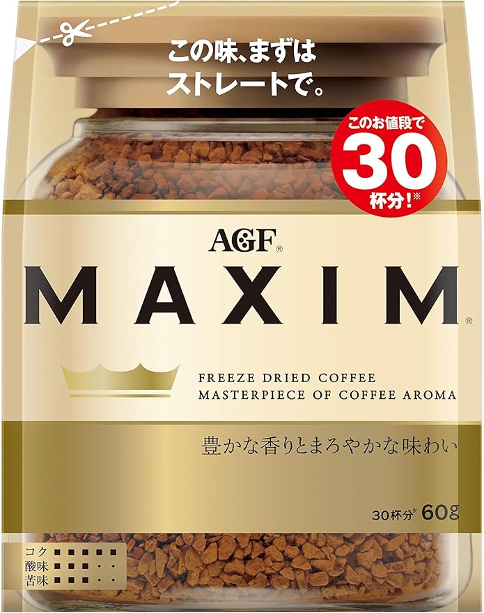 Amazon.co.jp: AGF マキシム 袋 【 インスタントコーヒー 】 【 詰め替え エコパック 】60グラム (x 1) : 食品・飲料・お酒