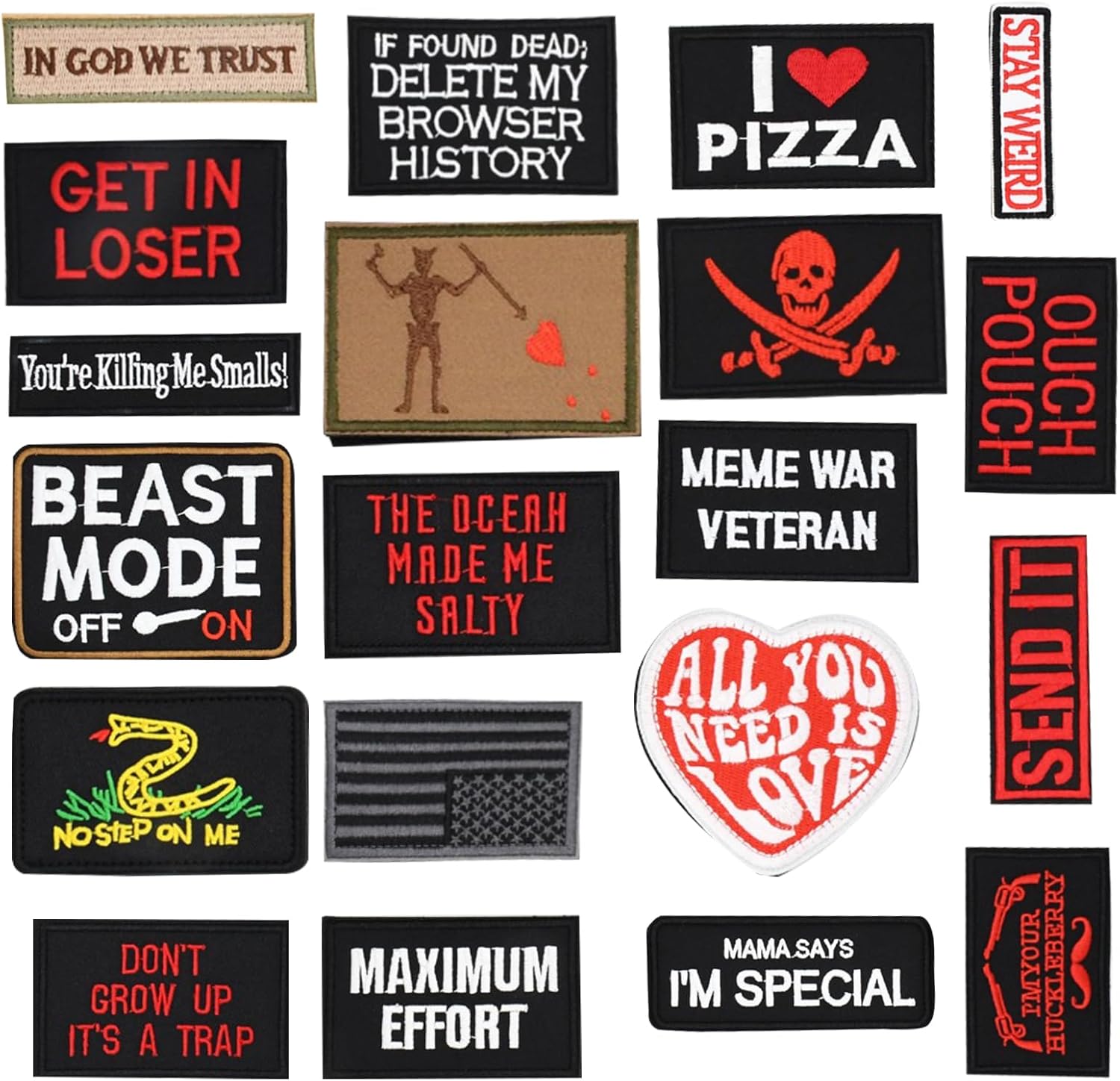 Amazon.com: Snogisa 20 Pieces Patches Tactical Morale Full Embroidery ...