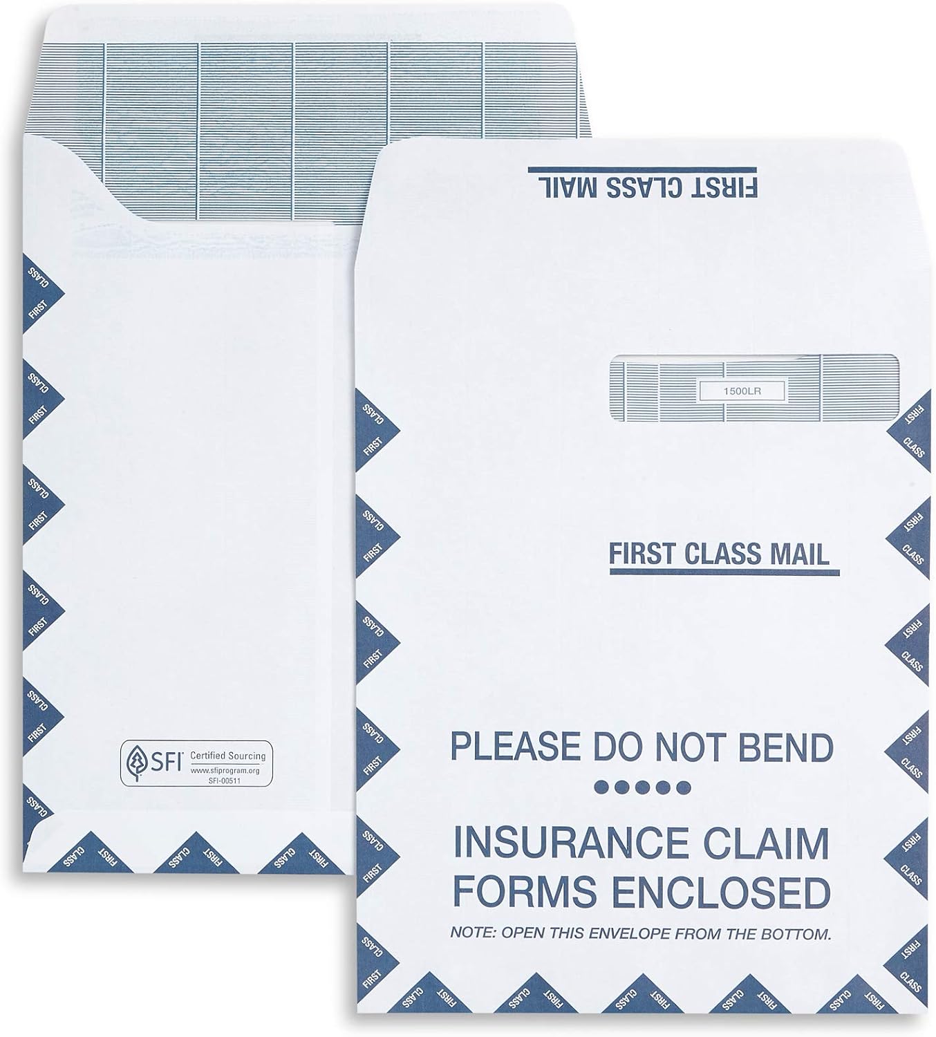 Amazon.com : 500 Large CMS 1500 Form Security Envelopes, Single Right ...