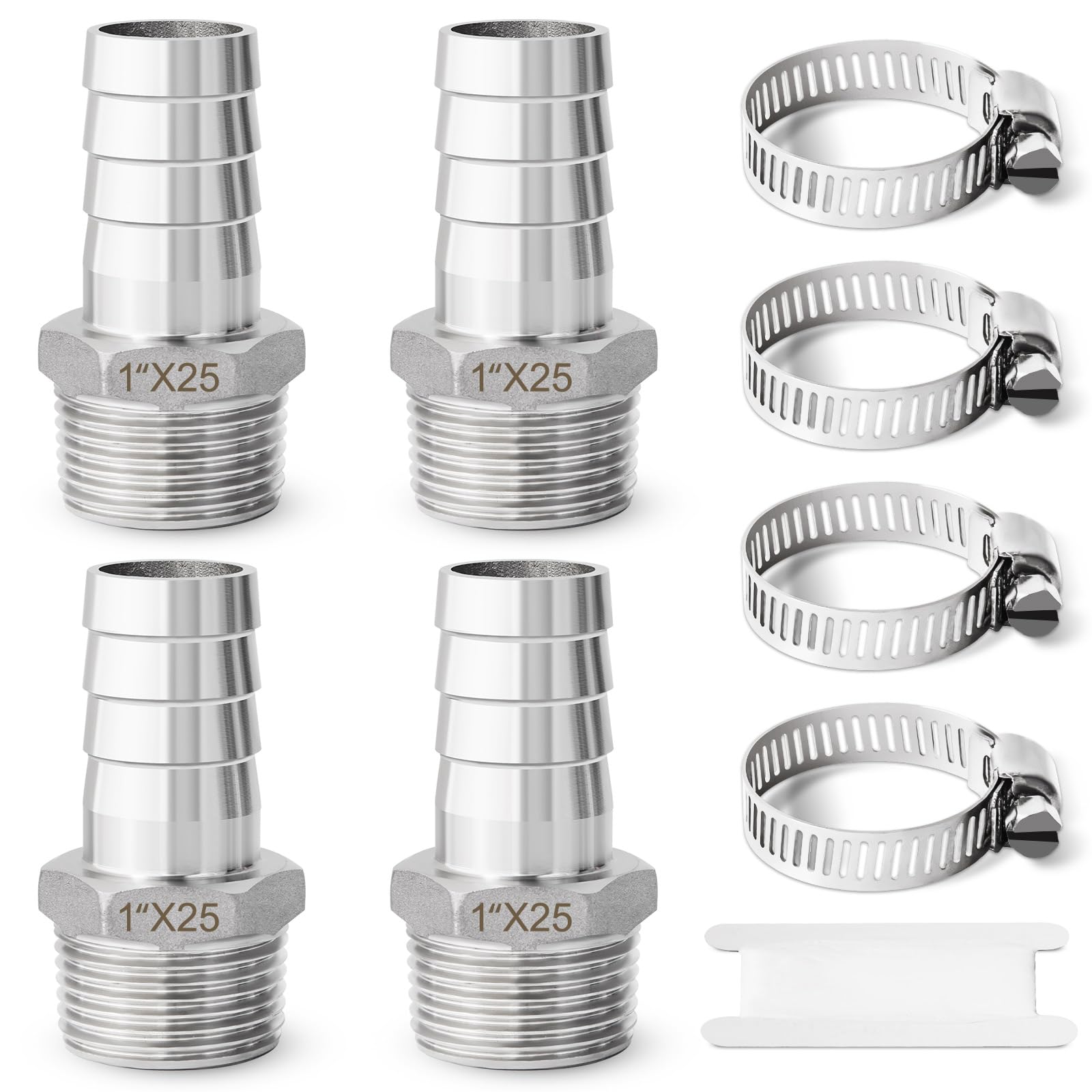 Barb Hose Fitting Josaton Stainless Steel 1” Male x 1” Barb (25mm ...