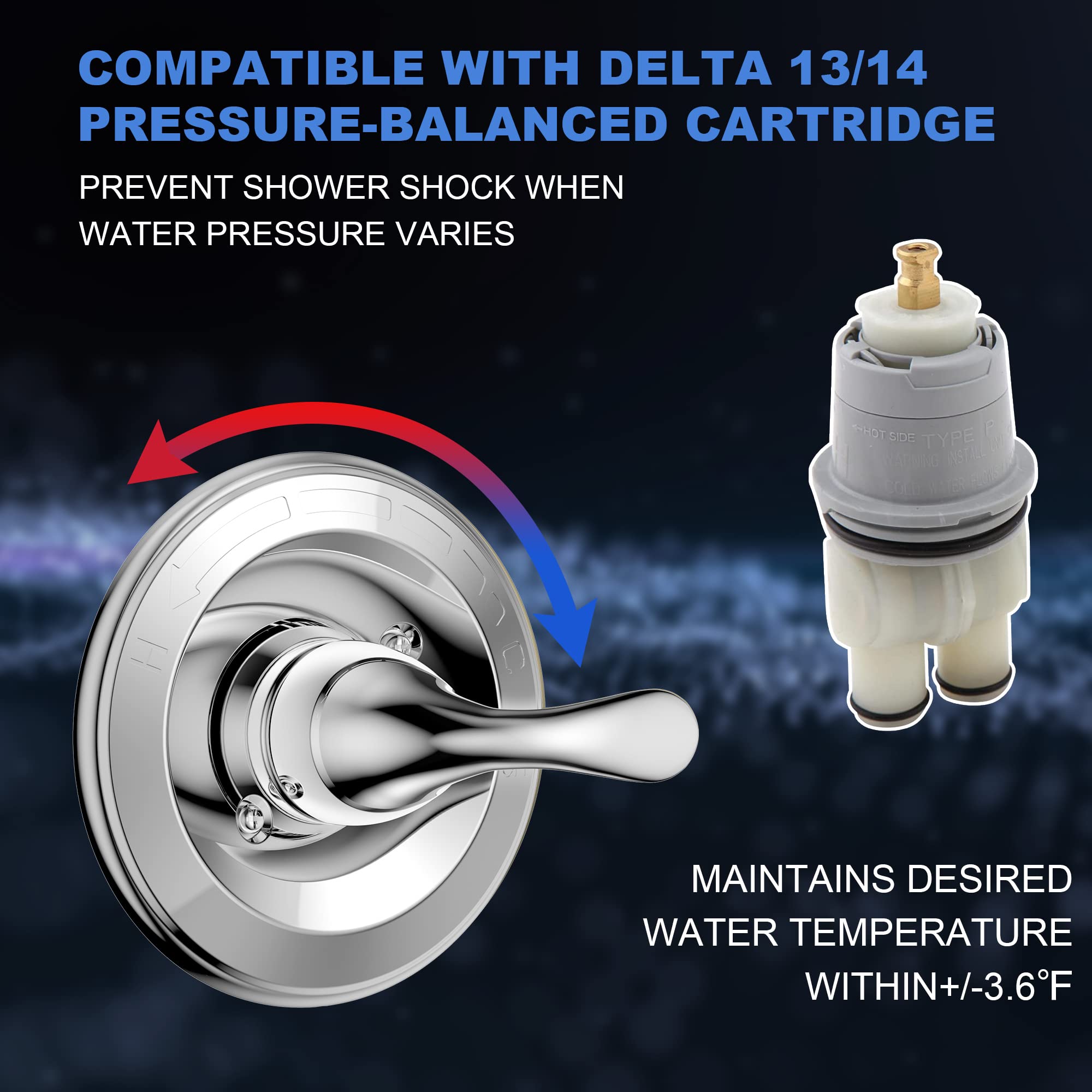 Snapklik.com : Pressure-Balancing Shower Valve Trim Kit Replacement For ...