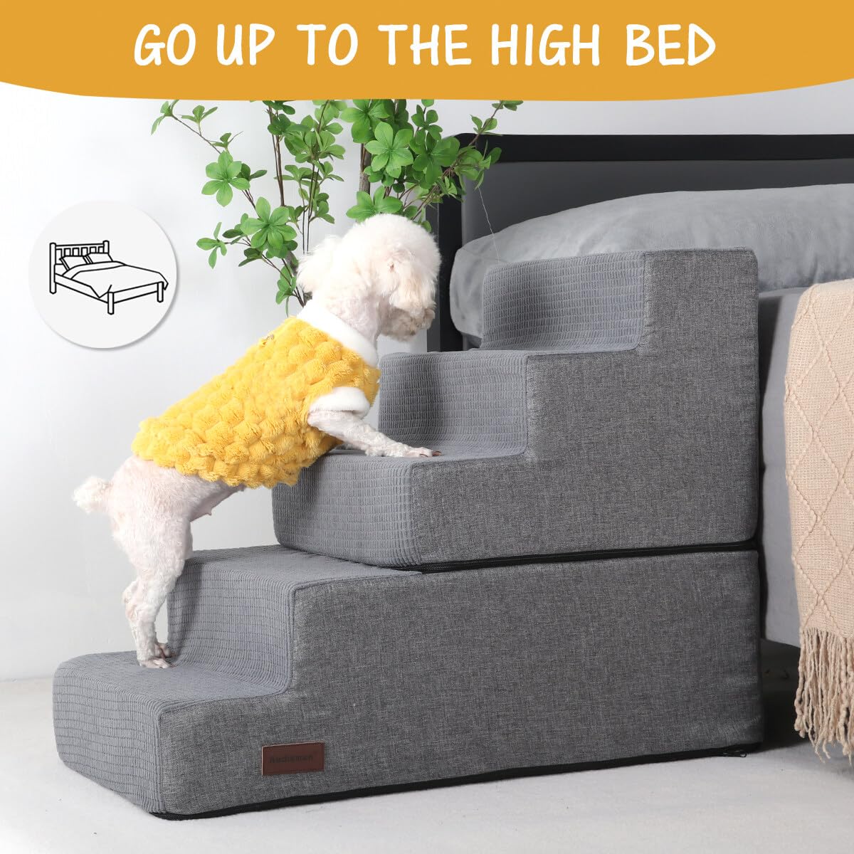 Snapklik.com : 5-Step Dog Stairs For High Beds, Non-Slip Pet Steps For ...