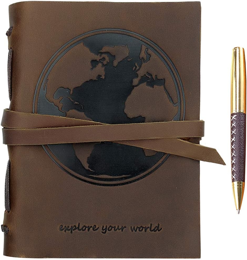 Amazon.com : Leather Journal World Map Notebook Embossed Handmade ...