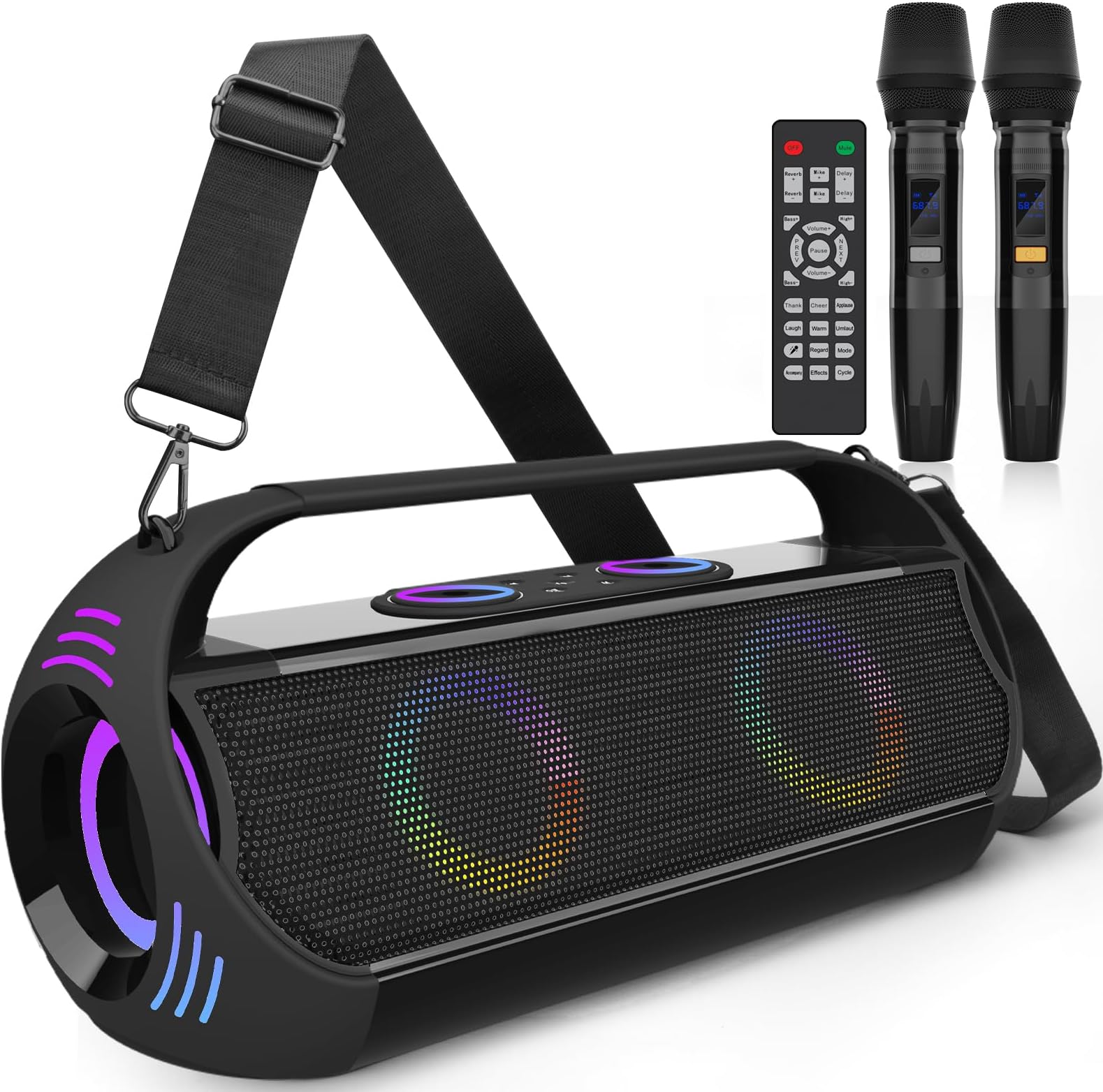 Amazon.com: Karaoke Machine with Two Wireless Microphones,Portable ...