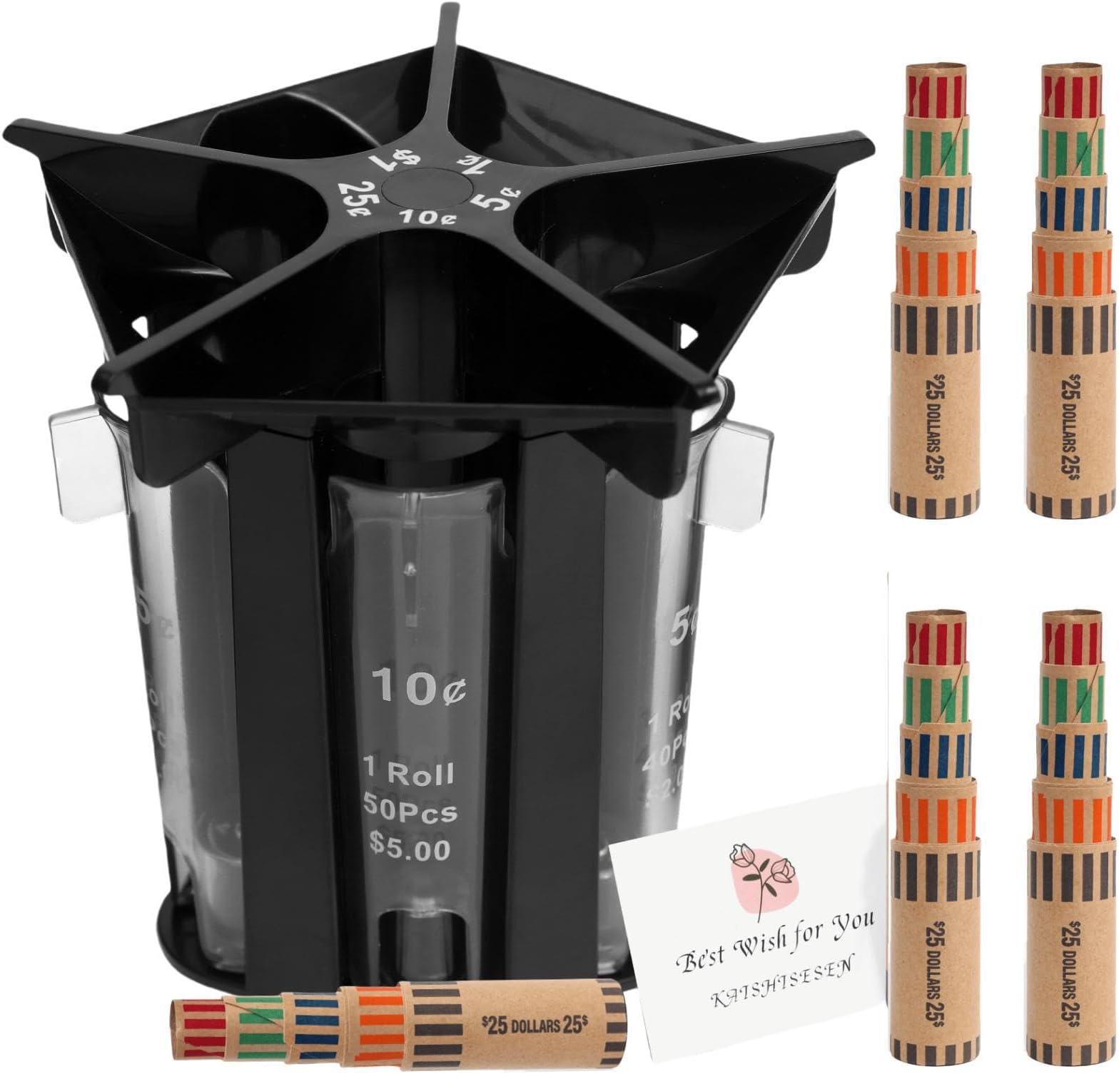 Amazon.com : Change Sorter Tube Coin Counter with Coin Wrappers, 5-in-1 ...
