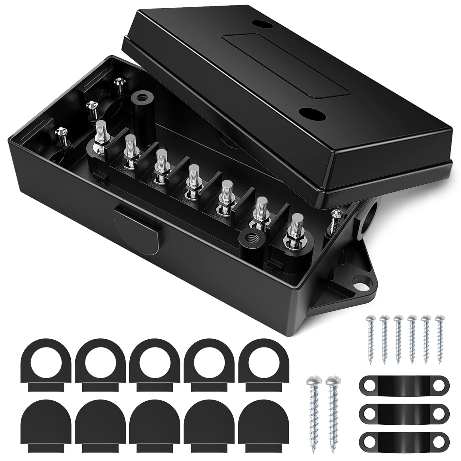Amazon.com: MICTUNING 7 Way Electrical Trailer Junction Box - 7 Gang ...