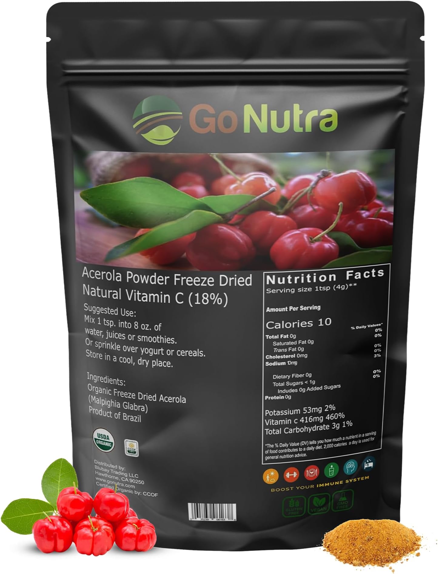 Amazon.com : Acerola Cherry Powder Organic Freeze Dried, 10 Oz. Acerola ...