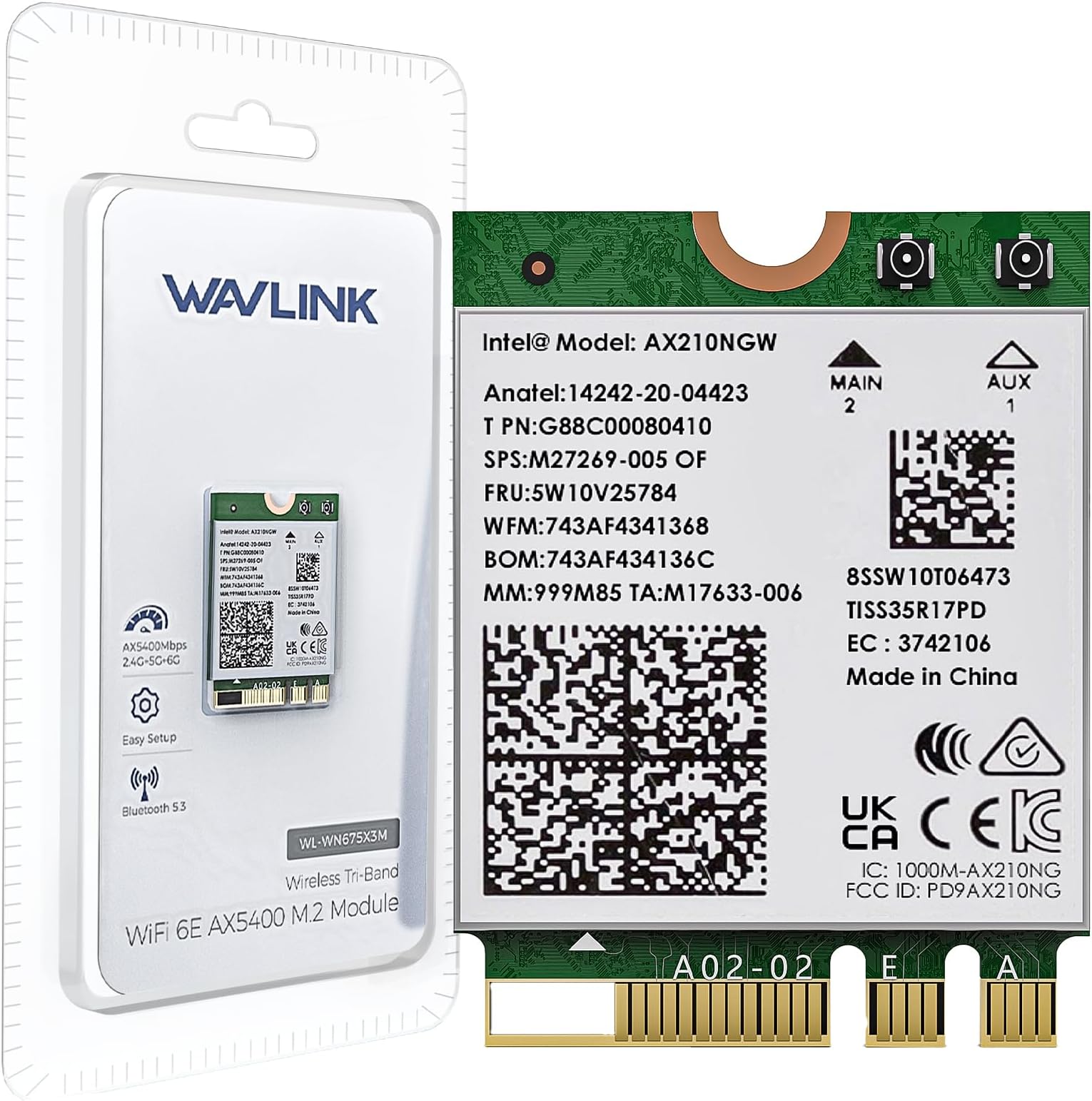 Amazon.com: WiFi 6E Wireless Card, WAVLINK Tri-Band 5400Mbps 2.4GHz ...