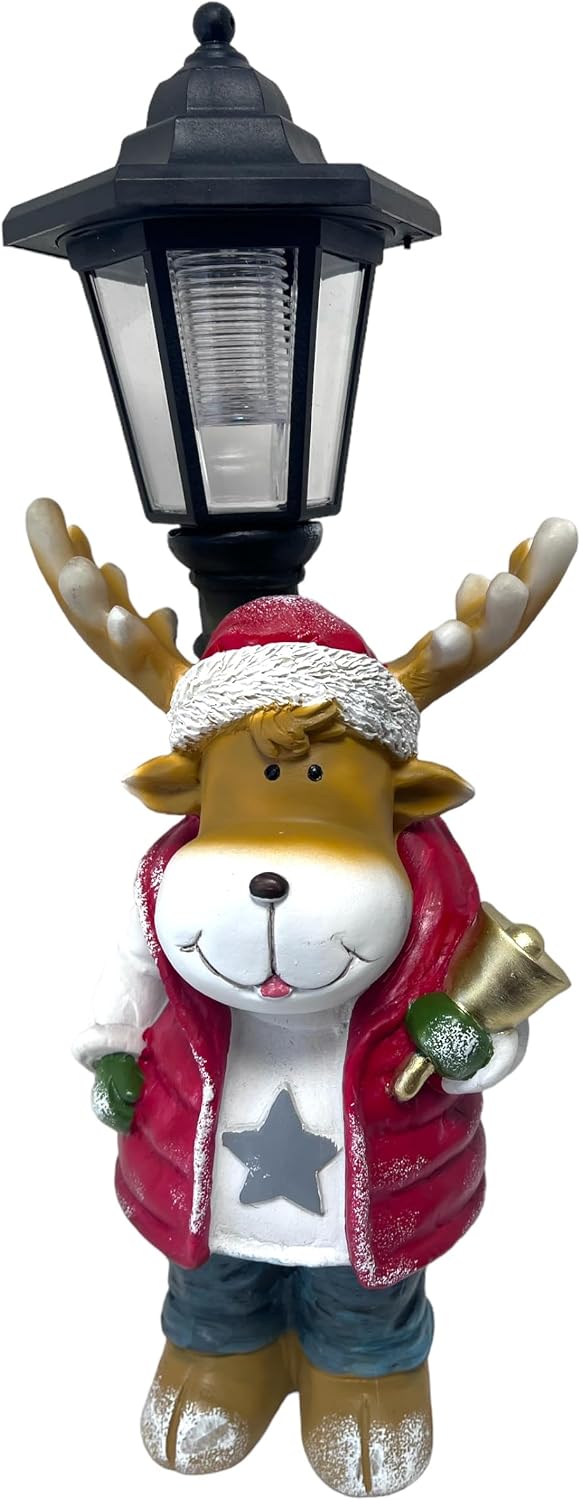 HH Home Hut Reindeer Christmas Garden Decoration Solar Powered Ornament ...