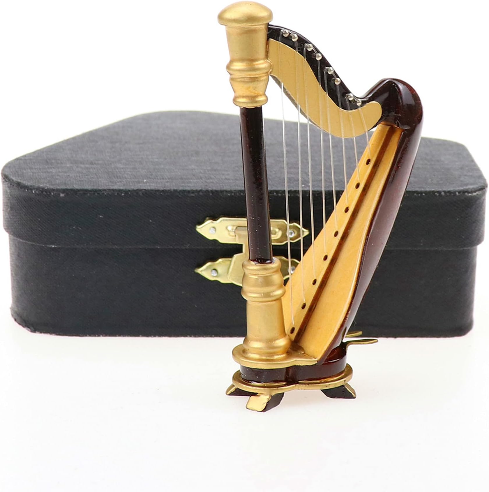 Amazon.com: Seawoo Wooden Miniature Harp with Case Mini Musical ...