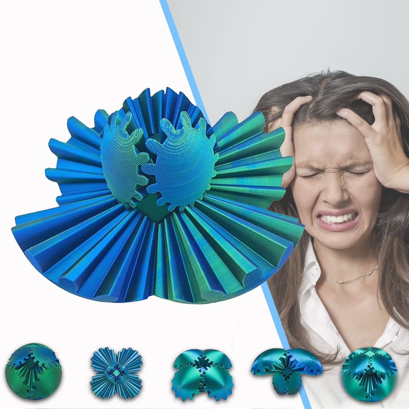 Amazon.com: Gear Ball-3D Printed Gear Ball Fidget Toy Cube, Spin Ball ...