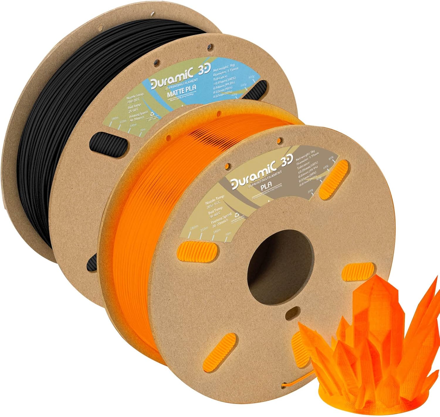 Amazon.com: Matte PLA Black and PLA Glow in The Dark Orange Bundle ...